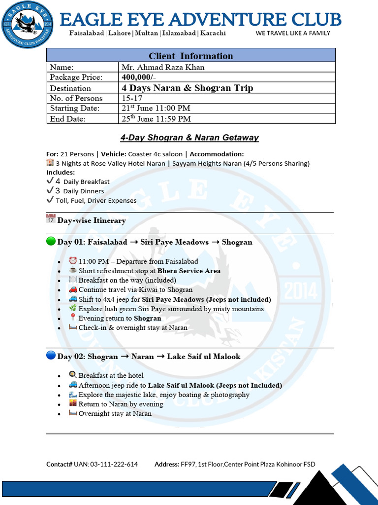(4) 4 Days Naran & Shogran Siri Paye Asad | PDF