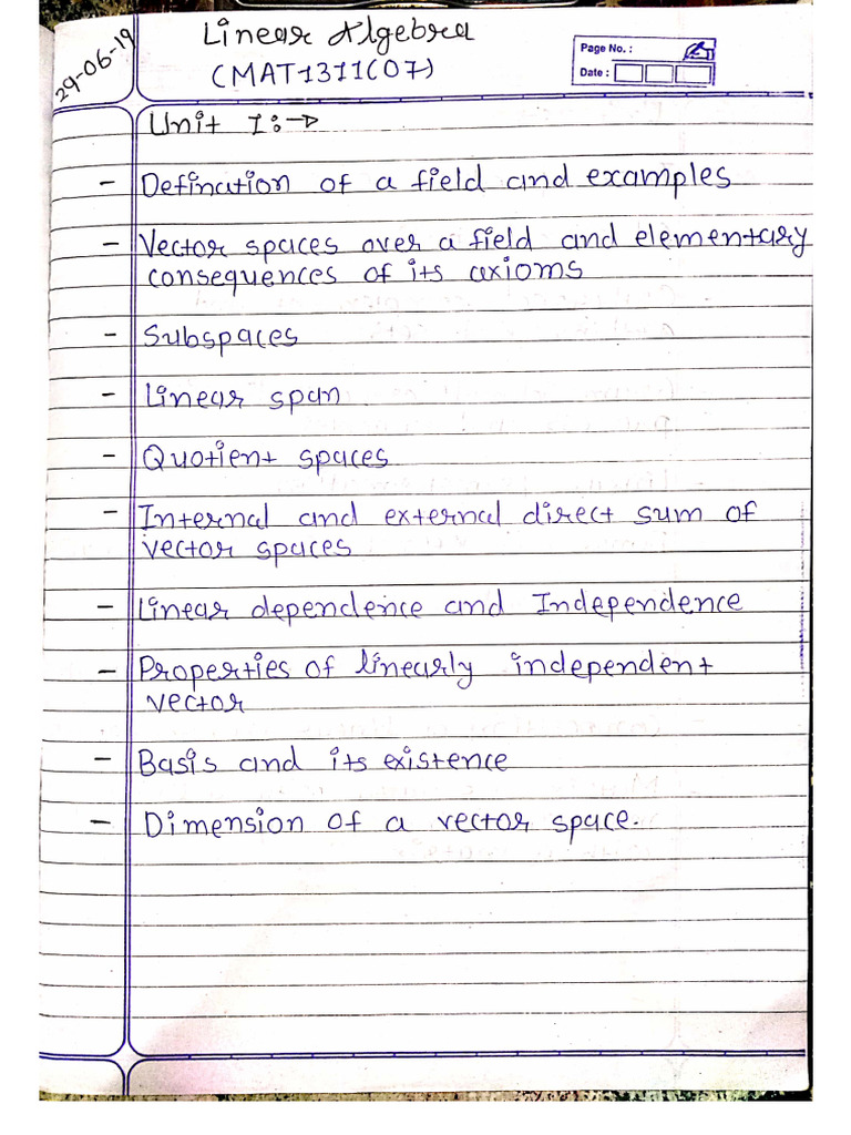 Linear Algebra Unit - 1 | PDF