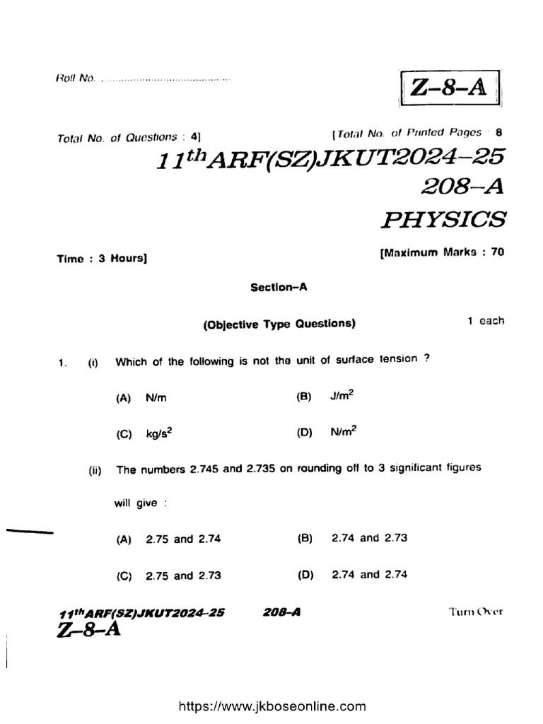 Jk Bose Class 11 Physics 208 a 2025 | PDF