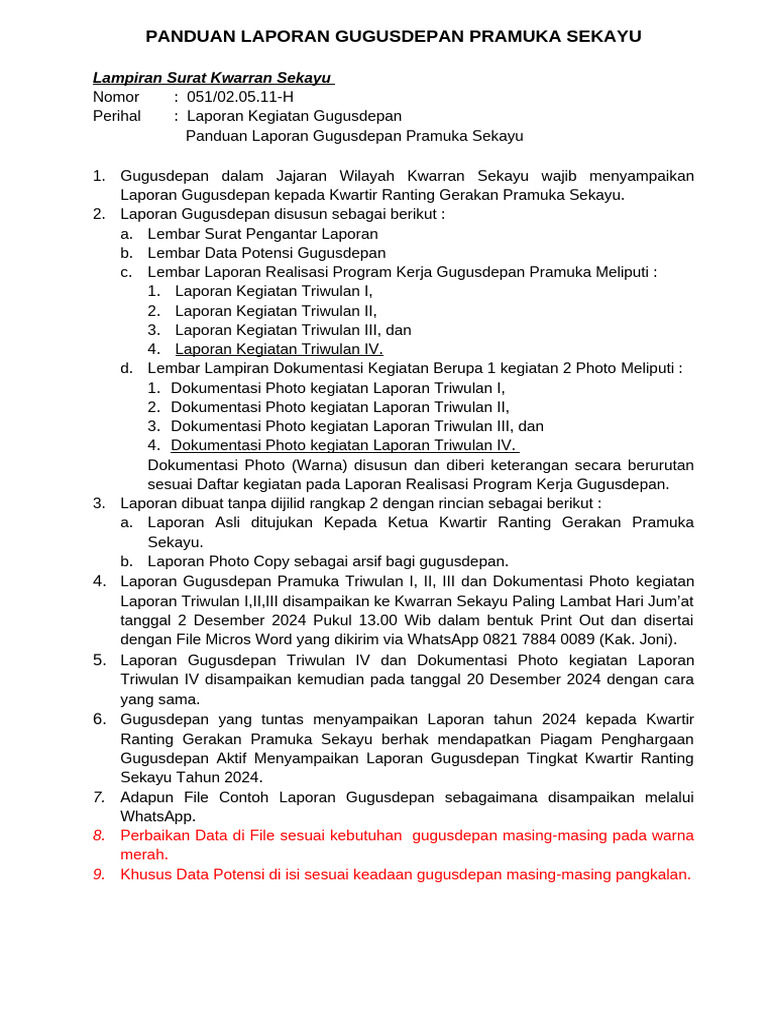 Panduan Laporan Gugusdepan Pramuka | PDF
