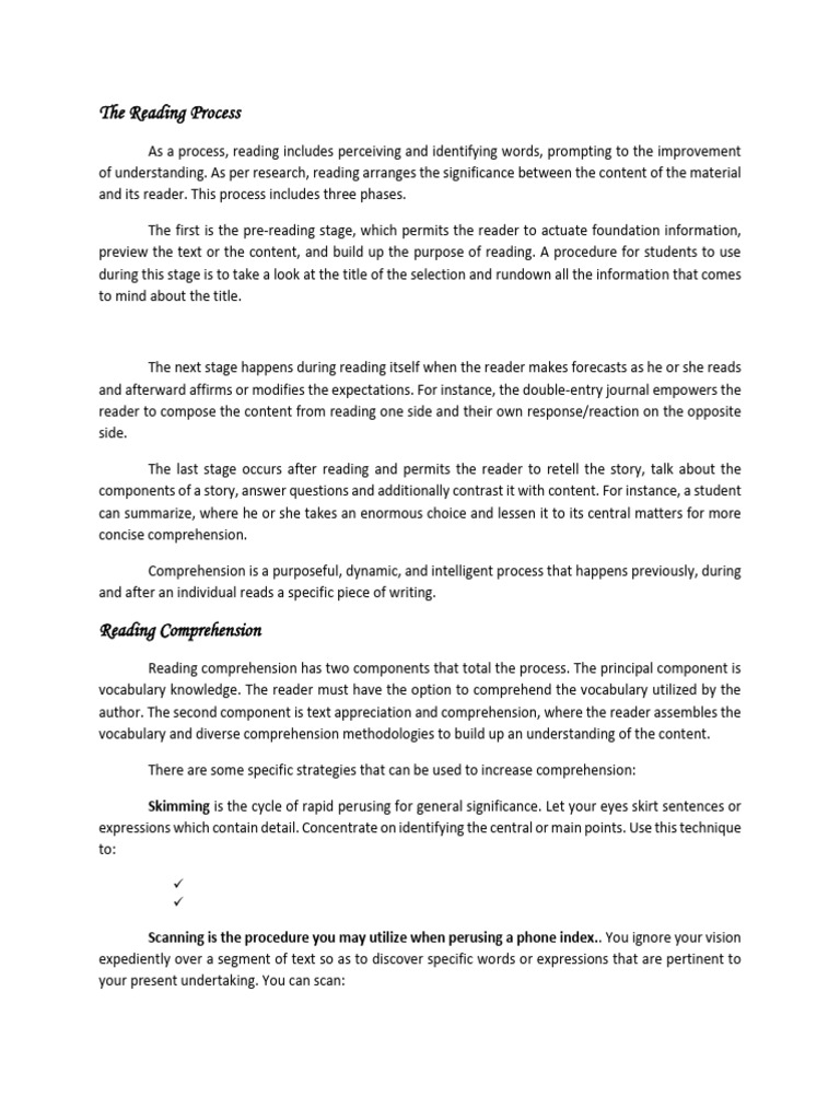 The Reading Process | PDF | Reading Comprehension | Learning