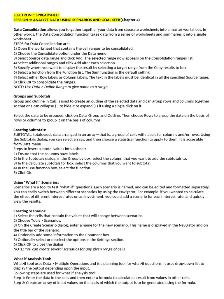 Electronic Spreadsheet Class x | PDF | Spreadsheet | Hyperlink