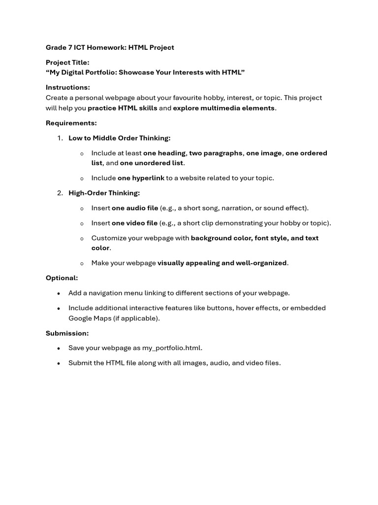 Grade 7 ICT Homework | PDF