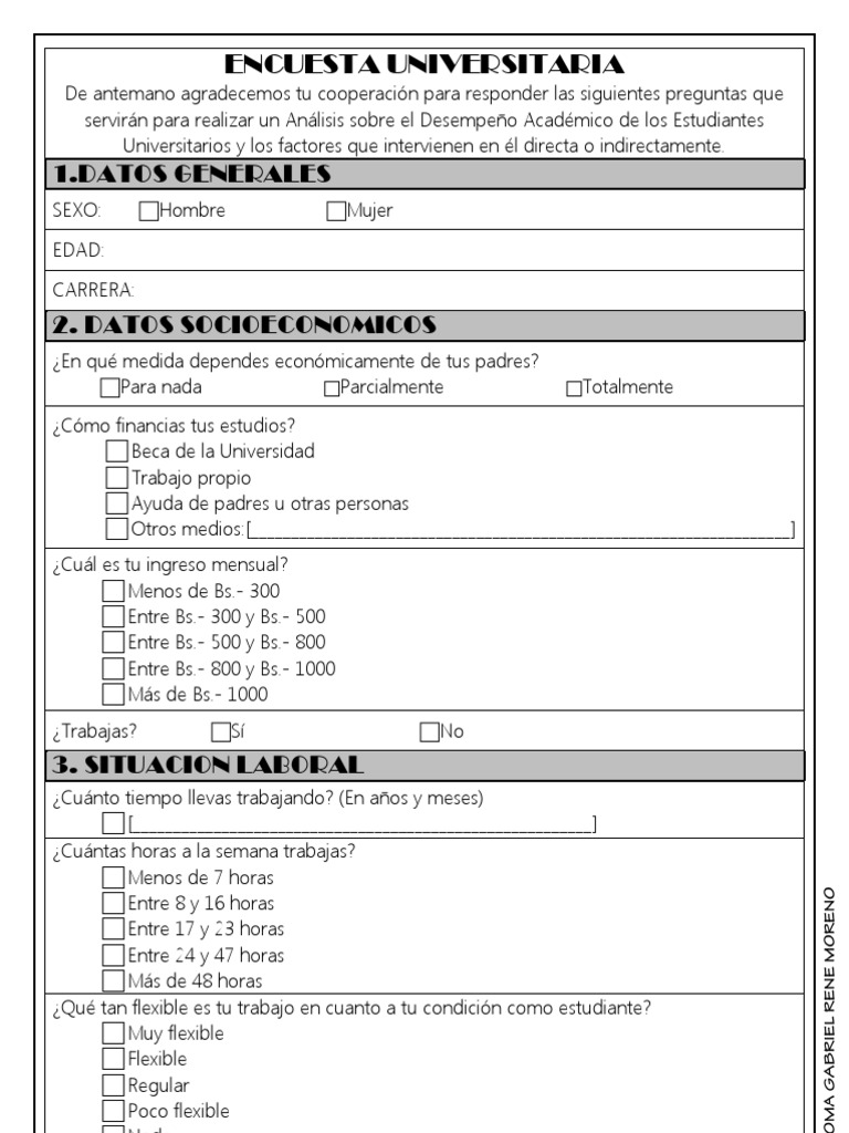 Encuesta Rendimiento Academico | PDF