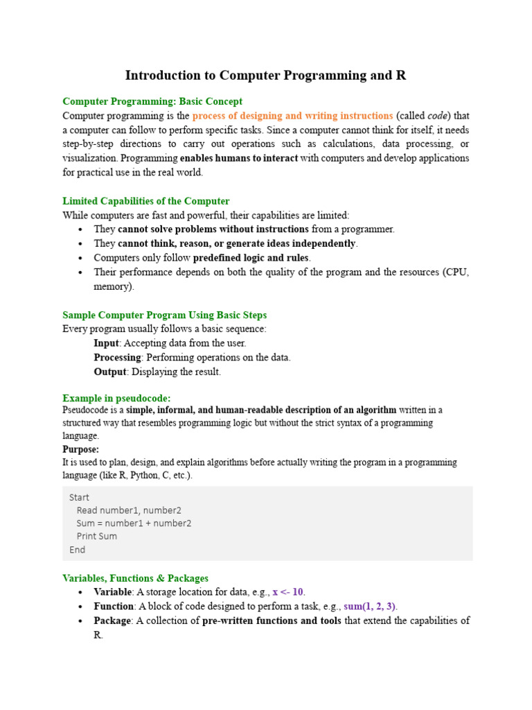 Lecture 1 | PDF | Computer Program | Programming