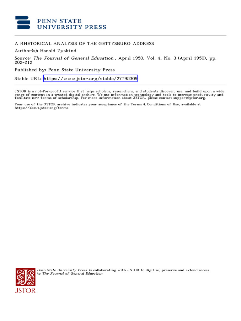 Rhetorical Analysis of Gettysburg Address | PDF | Rhetoric | Abraham ...