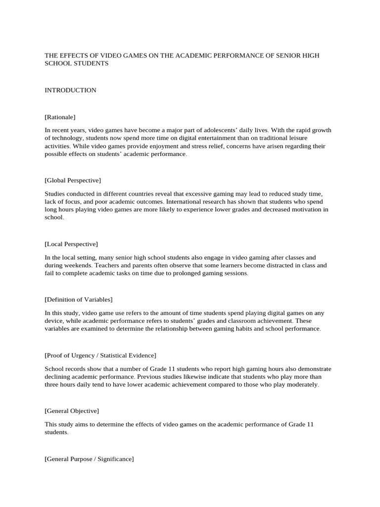 Video Games and Academic Performance | PDF