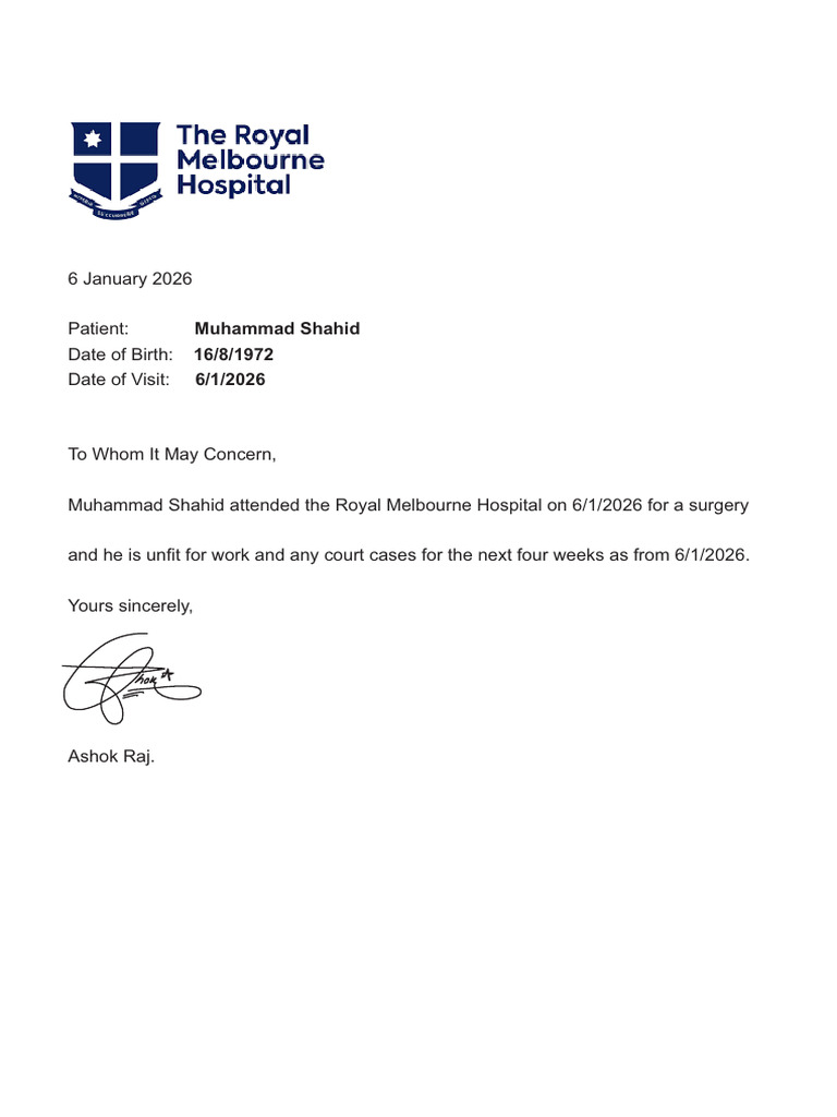 Royal Melbourne Letter | PDF