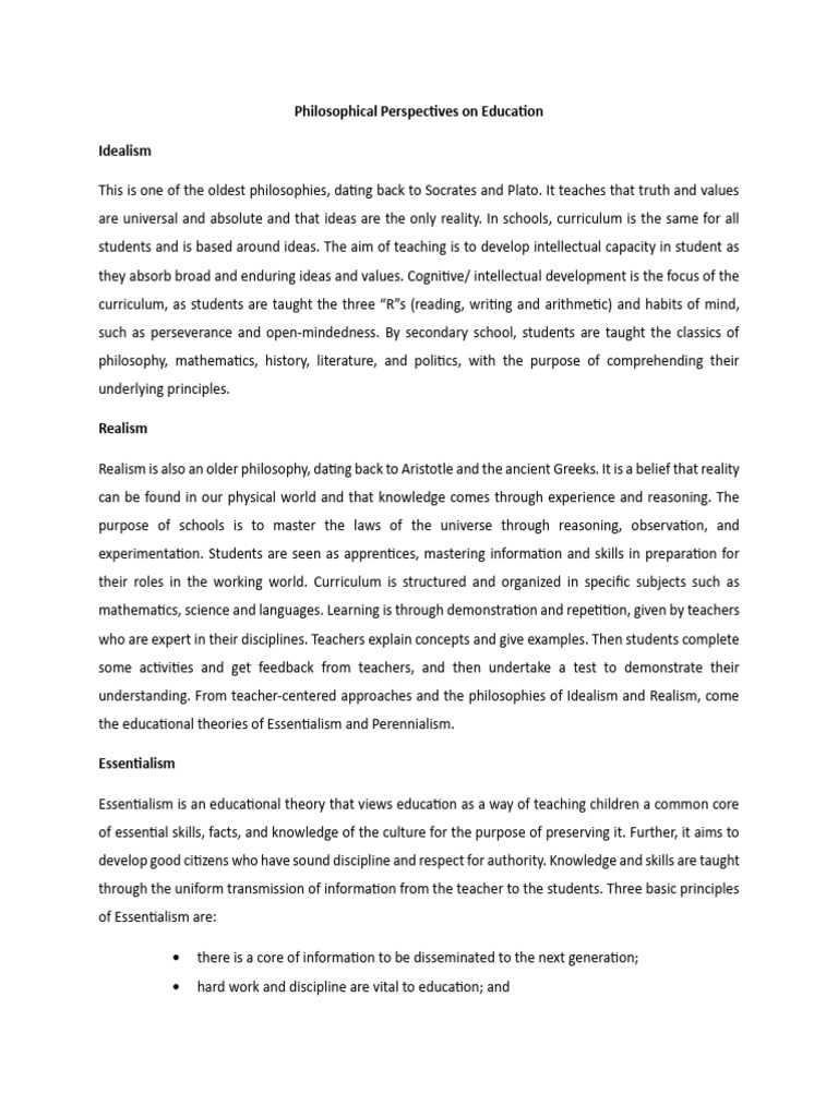 MEDU (CI) 1233 Day 3- Philosophy in Education | PDF | Knowledge | Philosophical Realism