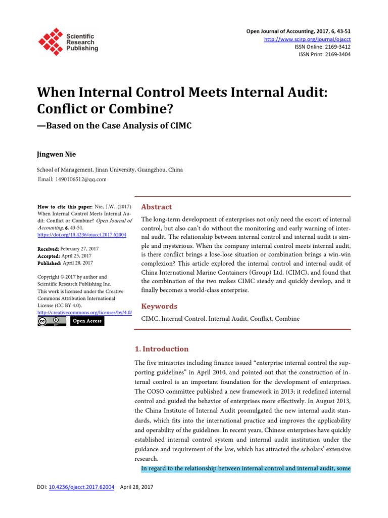 When Internal Control Meets Internal Audit | PDF | Internal Control | Internal Audit
