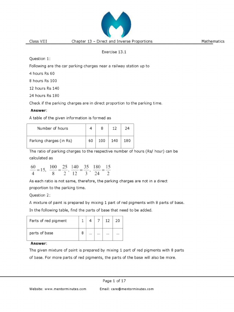 Class VIIl Mathematics Chapter 13 | PDF