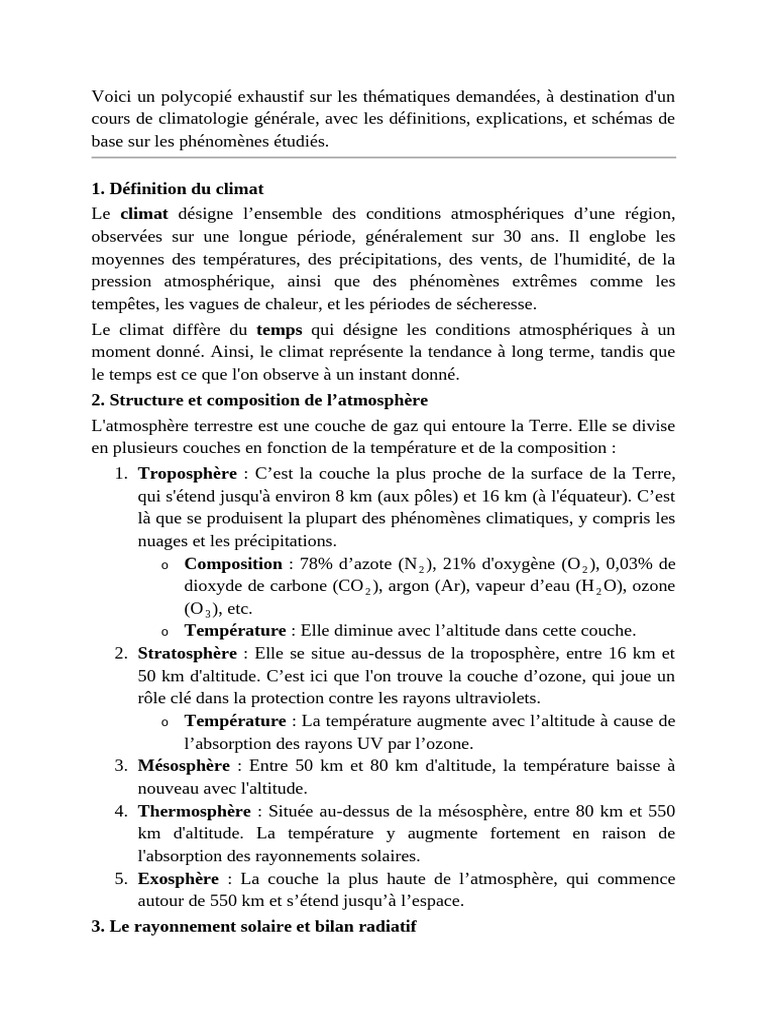 Introduction à la climatologie générale | PDF | Circulation ...