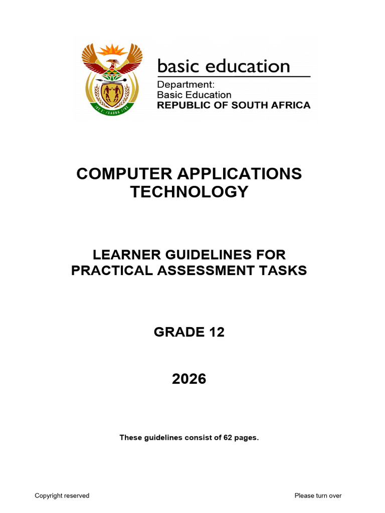 Grade 12 CAT Practical Assessment Guide | PDF | Databases | Spreadsheet