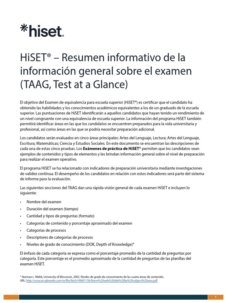 Examen HiSET: Guía de Artes del Lenguaje | PDF | Ecuaciones | Probabilidad