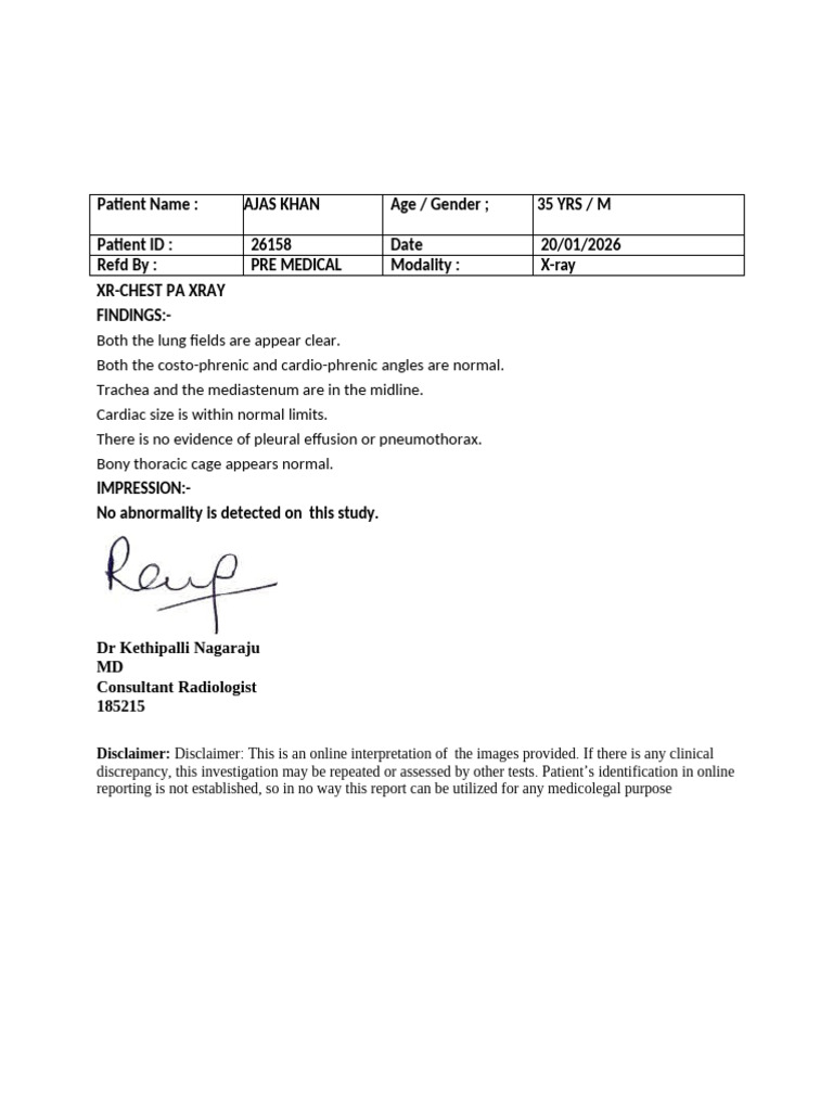 Normal x Ray New Format (1) | PDF