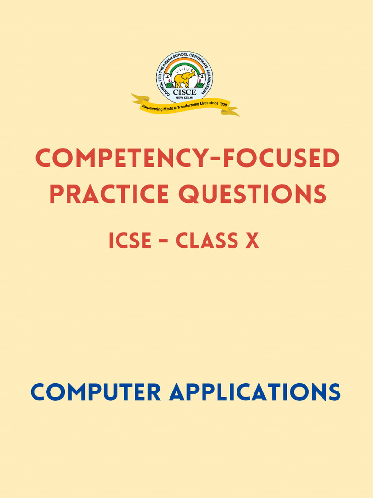 CFQs ICSE - Computer Application Class X Done | PDF | Teaching Methods ...