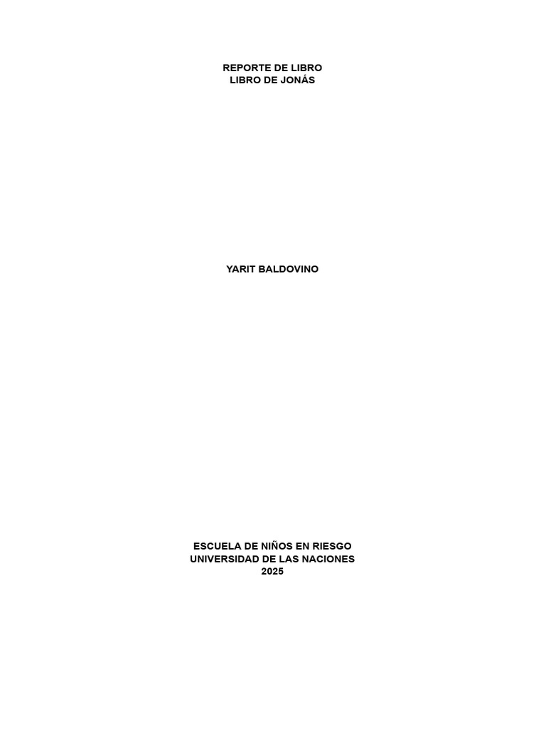 Reporte de Libro Jonas | PDF | Jonás | Amor