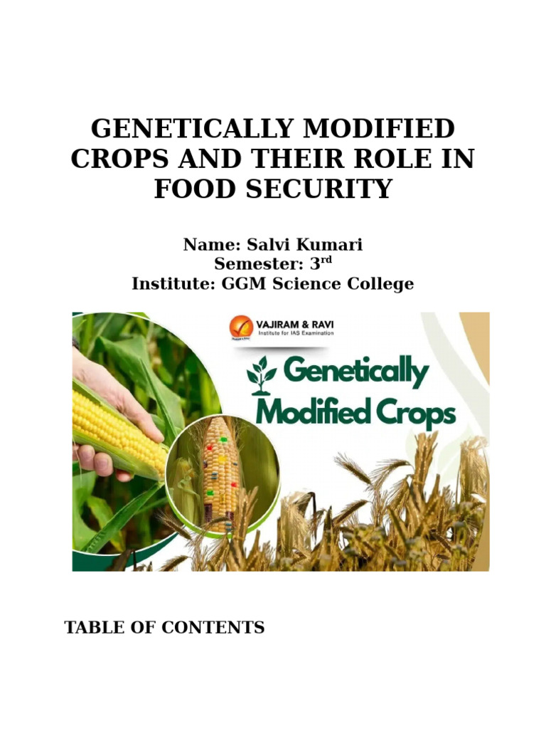 GENETICALLY MODIFIED CROPS & Their Role In Food !(1) | PDF ...