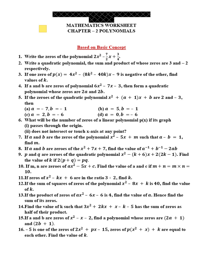 Assignment Polynomials | PDF | Zero Of A Function | Polynomial