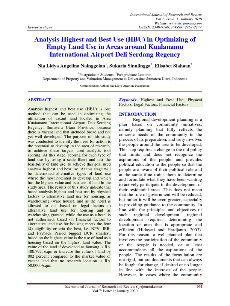 Analysis Highest and Best Use HBU in Opt | PDF | Internal Rate Of ...