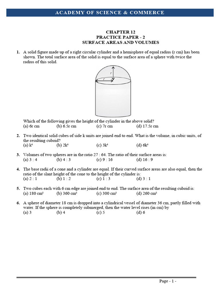 Surface Area and Volume -2 | PDF | Sphere | Area
