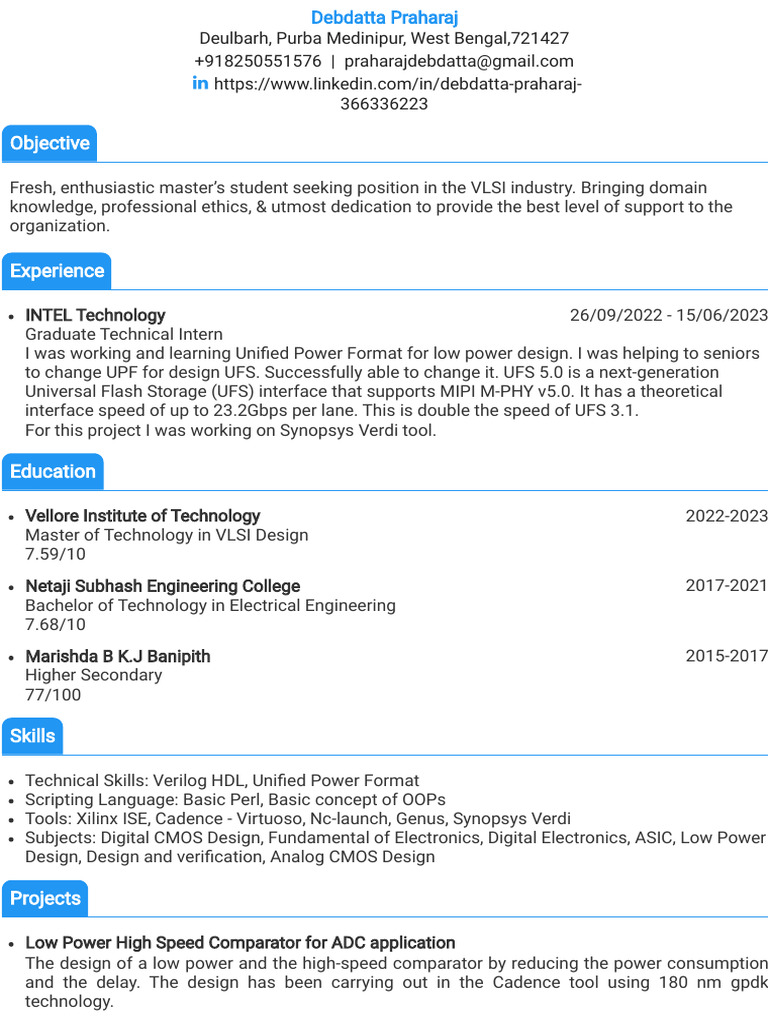 CV_2023103112344566 | PDF | Hardware Description Language | Computer Engineering