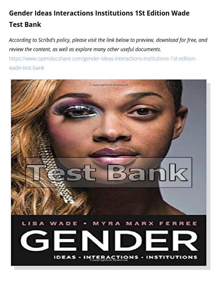 Gender Ideas Interactions Institutions 1st Edition Wade Test Bank | PDF ...