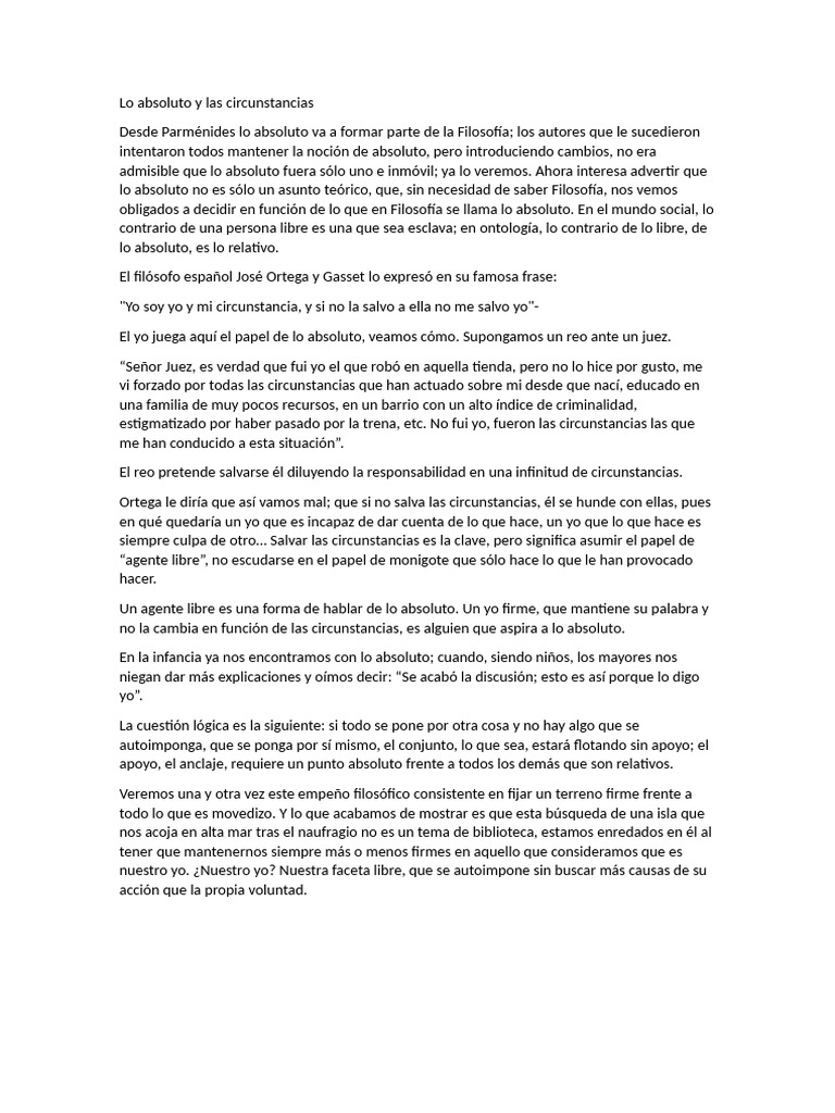 Lo Absoluto y Las Circunstancia Definitivo | PDF
