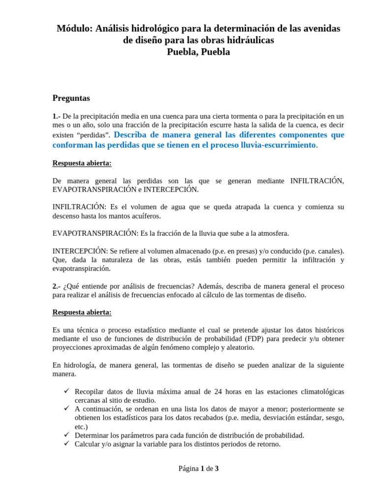 Problemas y Preguntas Hidrologia | PDF | Hidrología | Evapotranspiración