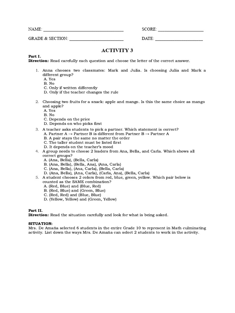 Group Selection Activity Questions | PDF