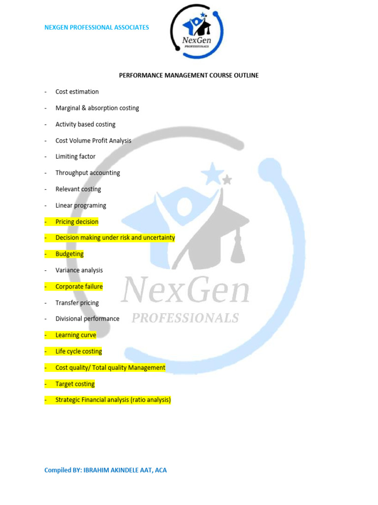 Performance Management Course Outline | PDF