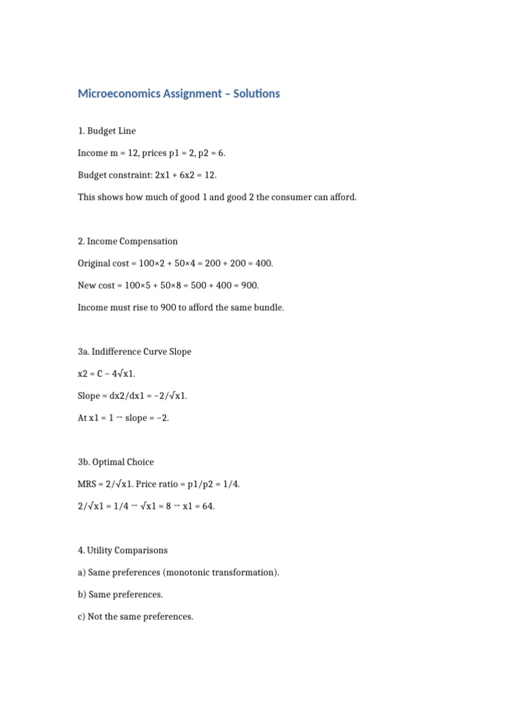 Micro Assignment Solutions | PDF