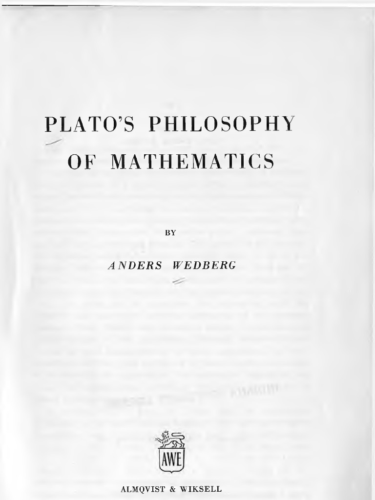 Plato's Philosophy of Mathematics - Anders Wedberg | PDF | Plato | Ontology