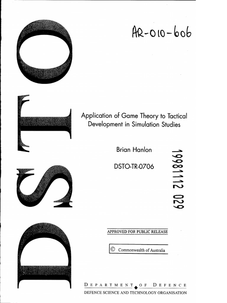 ADA355763 (1) | PDF | Game Theory | Simulation