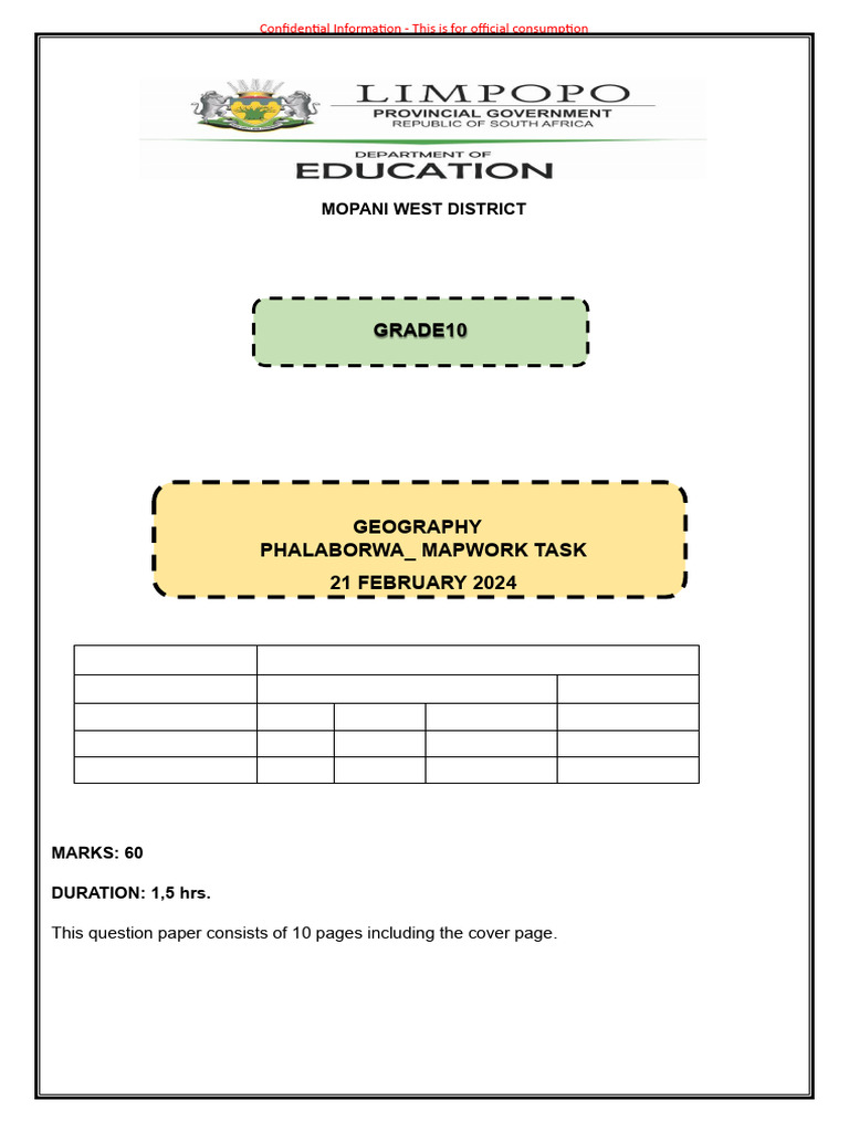 Grade 10 Geography Mapwork Task | PDF | Geographic Information System ...