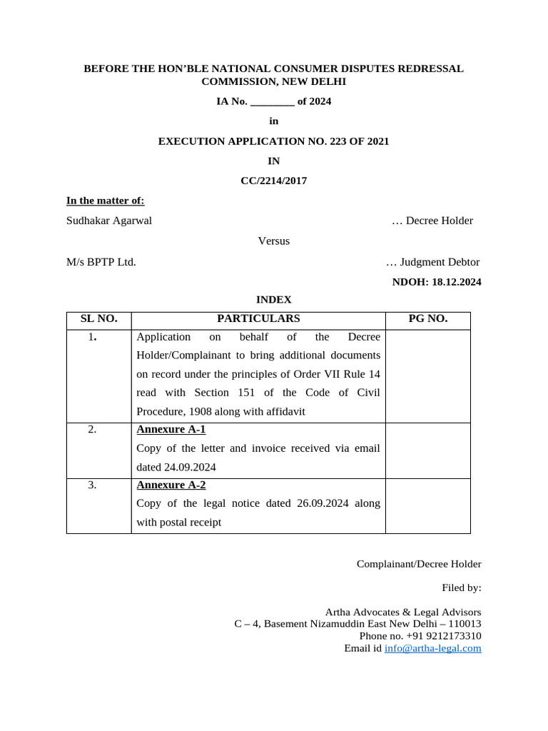 Application to Submit Additional Documents | PDF | Affidavit | Judgment ...
