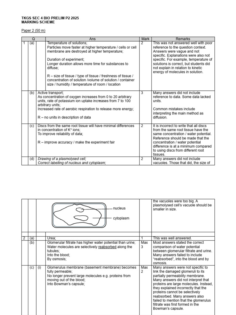 TKGS Prelim Paper 2 ANS | PDF | Circulatory System | Messenger Rna