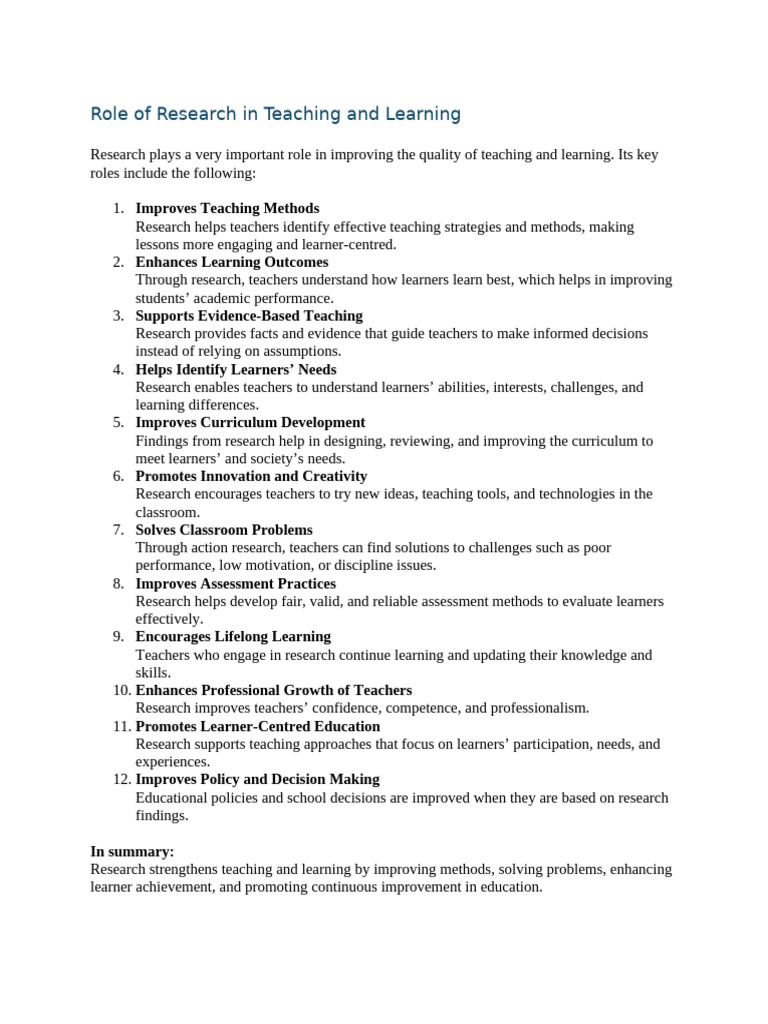 Impact of Research on Teaching Methods | PDF | Knowledge | Teachers
