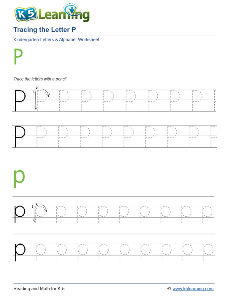 Tracing Letters p Copy | PDF