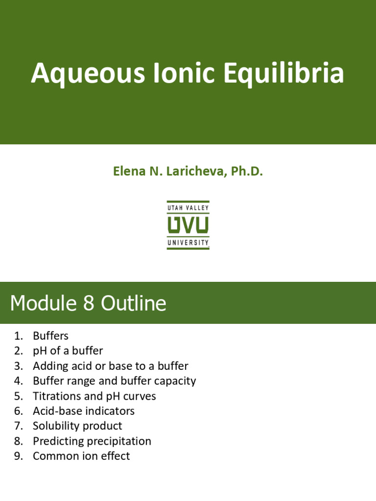 Module 8 Buffers and Solubility Equilibria+Practice (1) | PDF | Acid | Buffer Solution