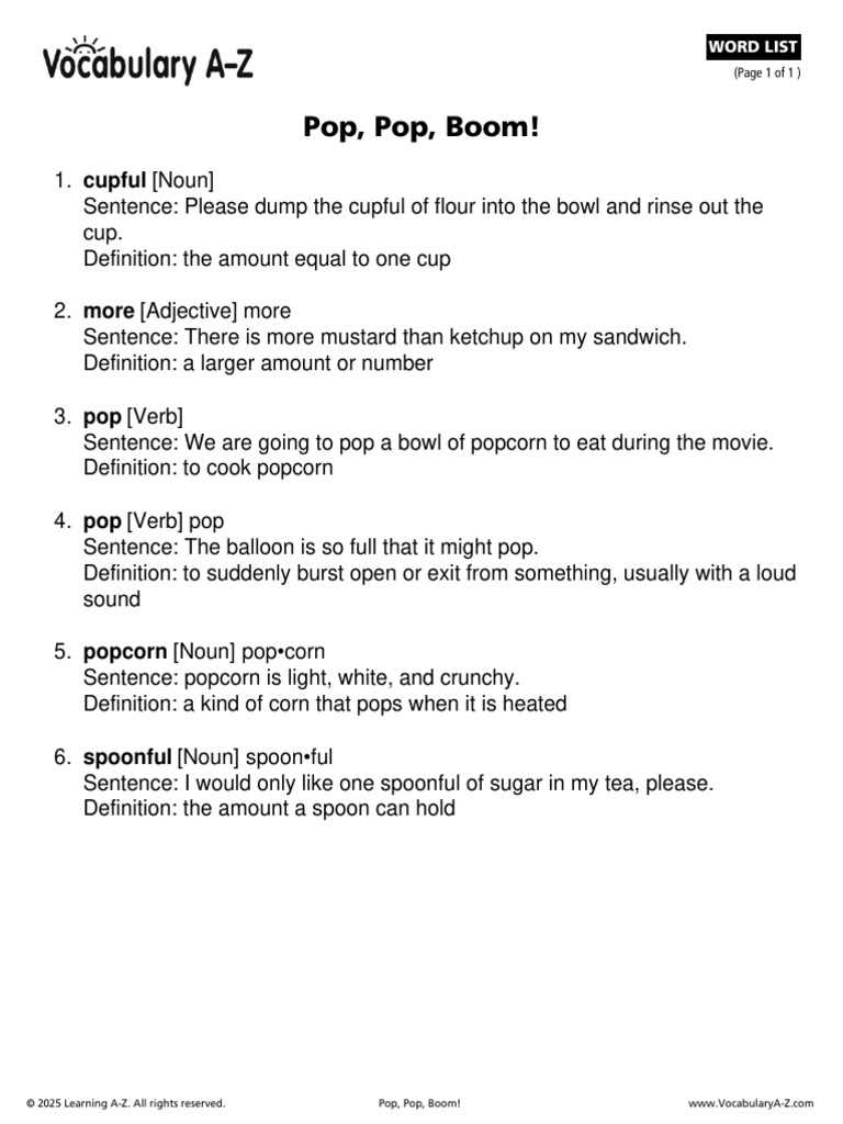 Pop Pop Boom | PDF | Popcorn | Verb
