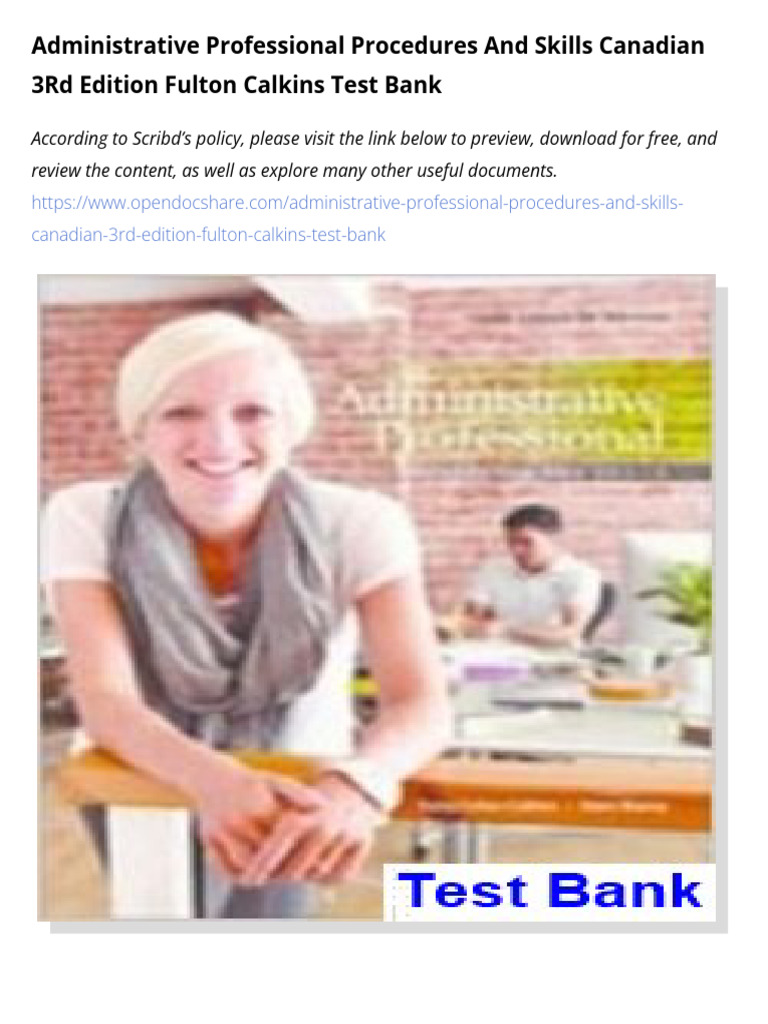 Administrative Professional Procedures and Skills Canadian 3rd Edition ...