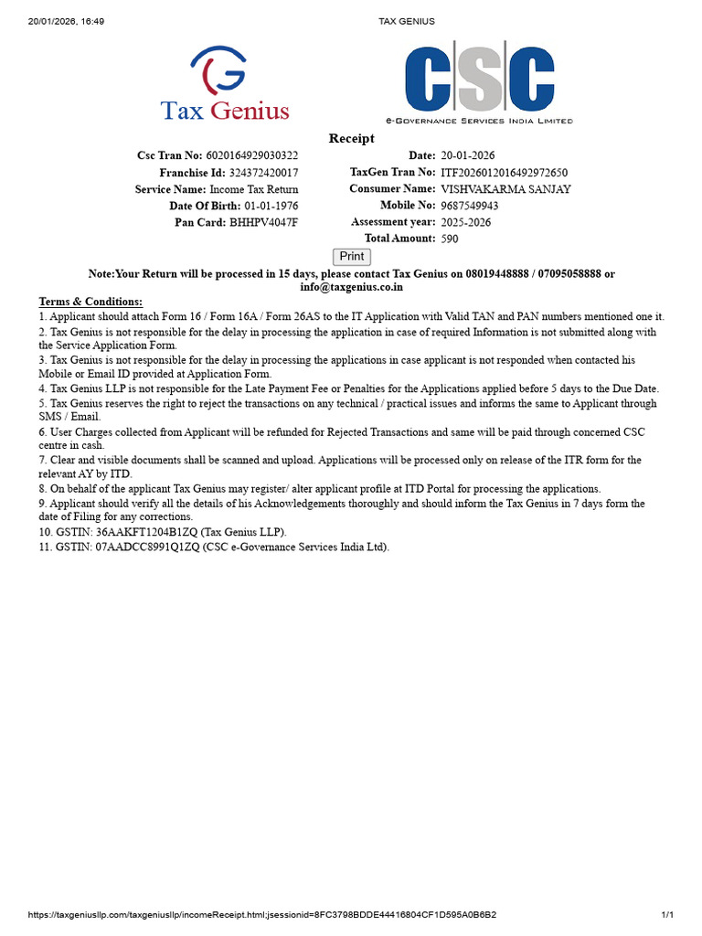 Tax Genius Sanjay | PDF | Payments | Taxes