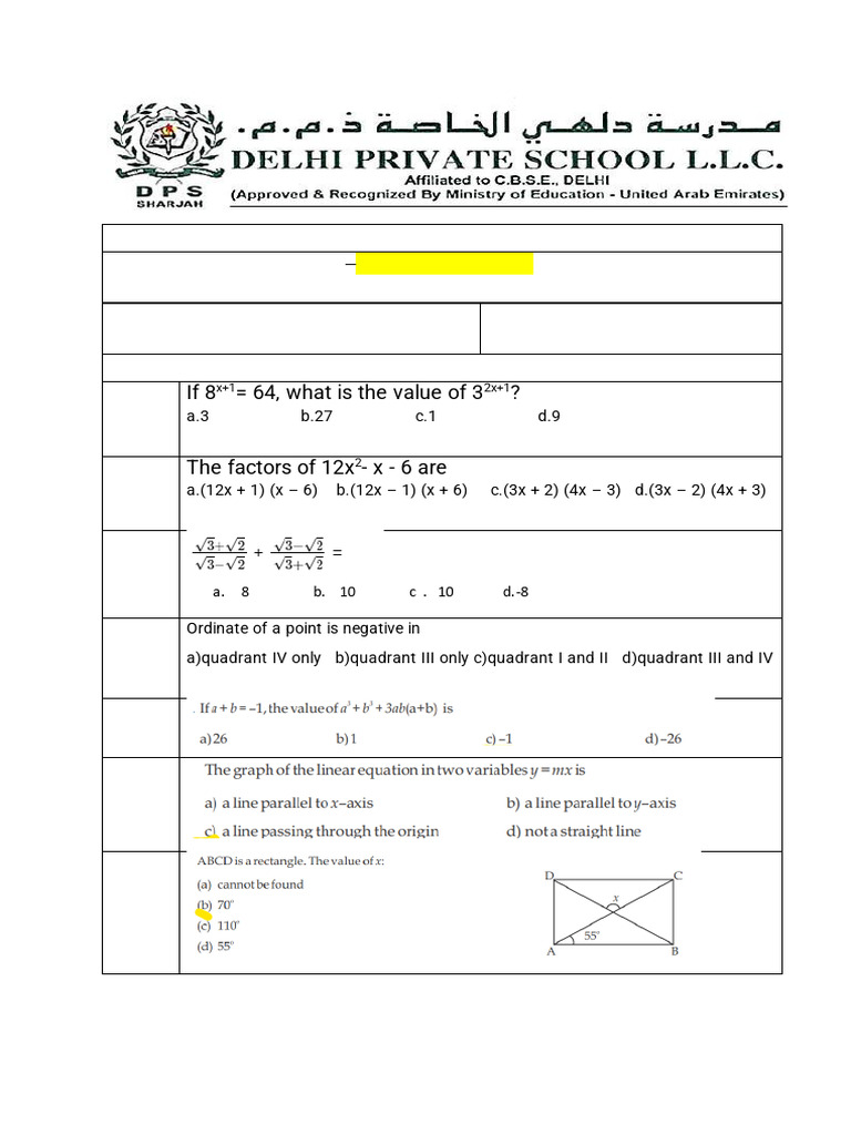 Gr9 SP1 QP Final Exam | PDF | Area | Triangle