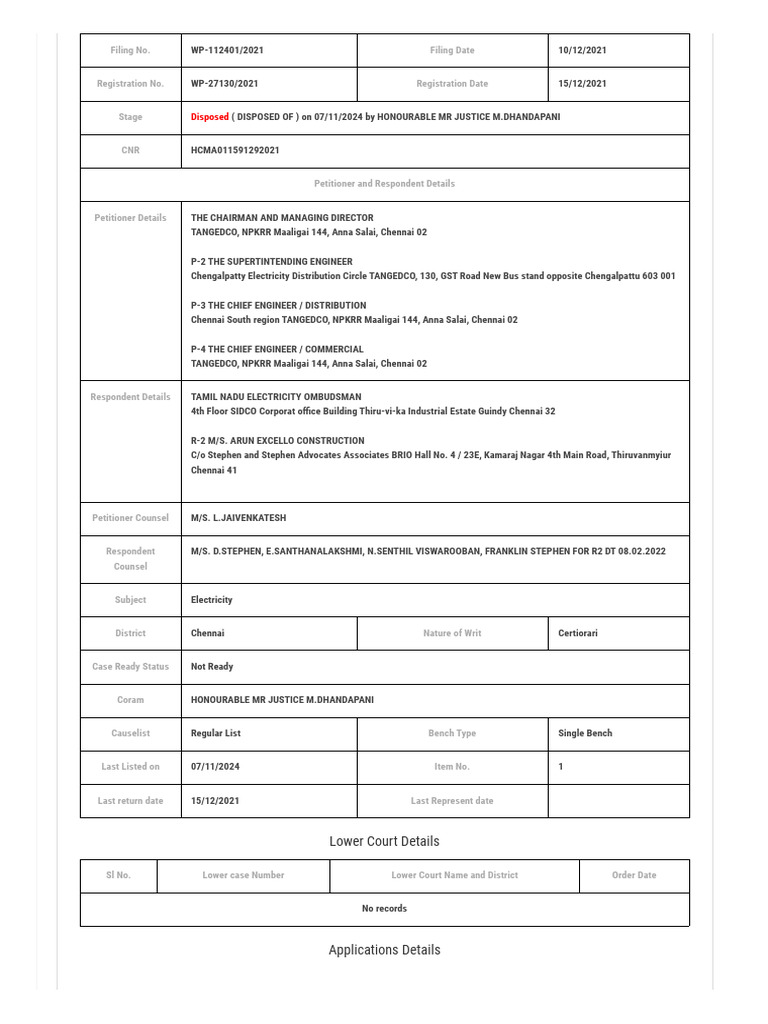 Madras High Court (1) | PDF | Public Law | Justice