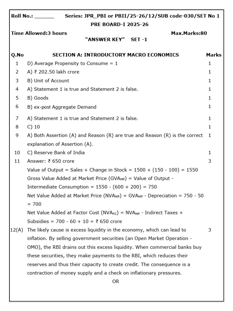Ms Economics Xii Set 1 | PDF | Income | Human Capital