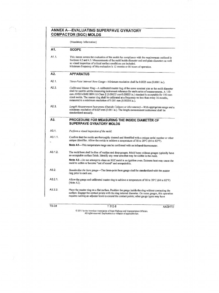 Gyratory Mold Measurement | PDF
