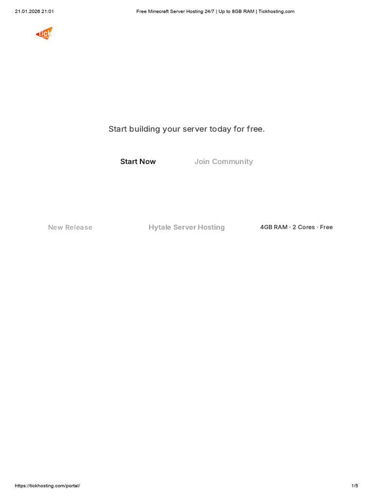 Free Minecraft Server Hosting 24_7 _ Up to 8GB RAM _ Tickhosting.com | PDF