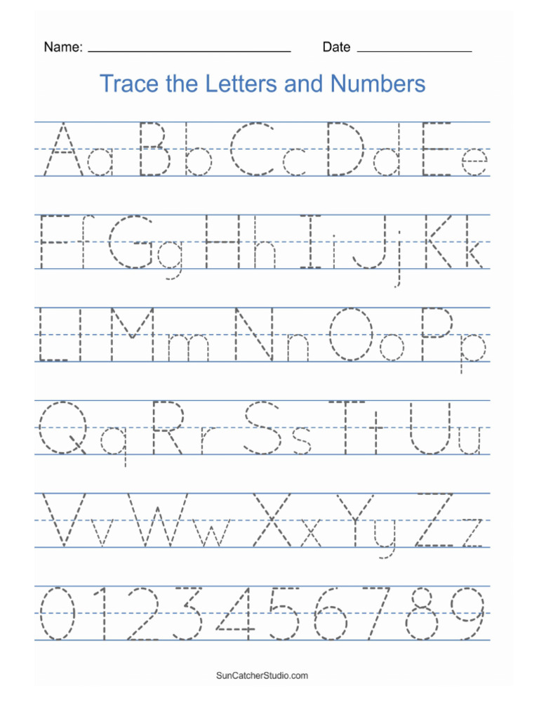 Printable Tracing Alphabet Letters Numbers Worksheet 4477bb Fefefe | PDF