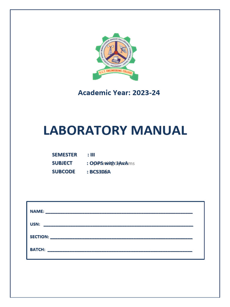 BCS306A Lab Manual | PDF | Method (Computer Programming) | Class (Computer Programming)